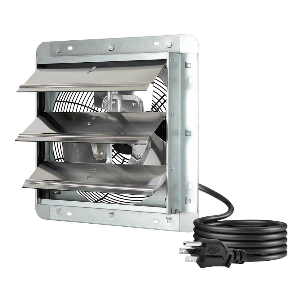 iLIVING 820 CFM Silver Electric Powered Gable Wall Mount Shutter Fan ...