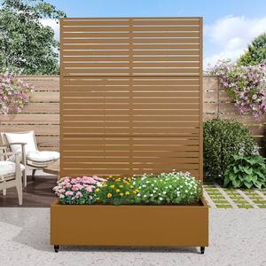 76 in. x 48 in. Brown Privacy Screen Metal Freestanding Decorative ...