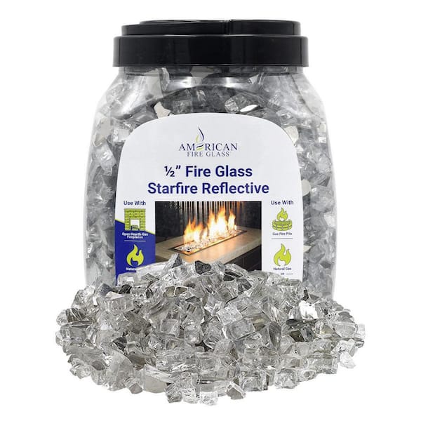 American Fire Glass 1/4 in. Evergreen Reflective Fire Glass-10 lb. Jar ...
