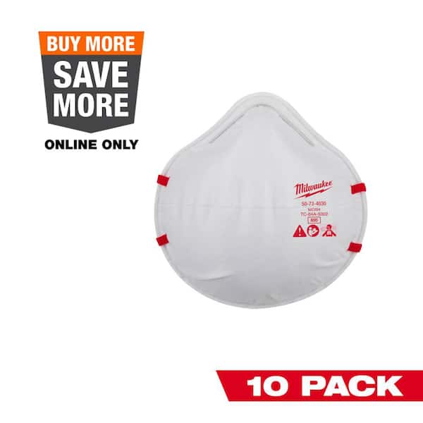 Milwaukee N95 Multi-Purpose Unvalved Respirator (10-Pack) 48-73-4034 ...