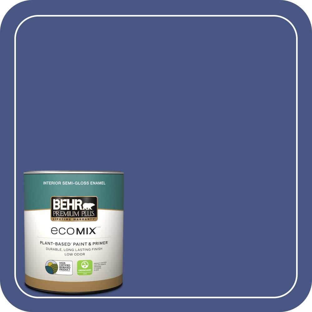 BEHR PREMIUM PLUS 1 qt. #600B-7 Yacht Club Blue Semi-Gloss Enamel ...