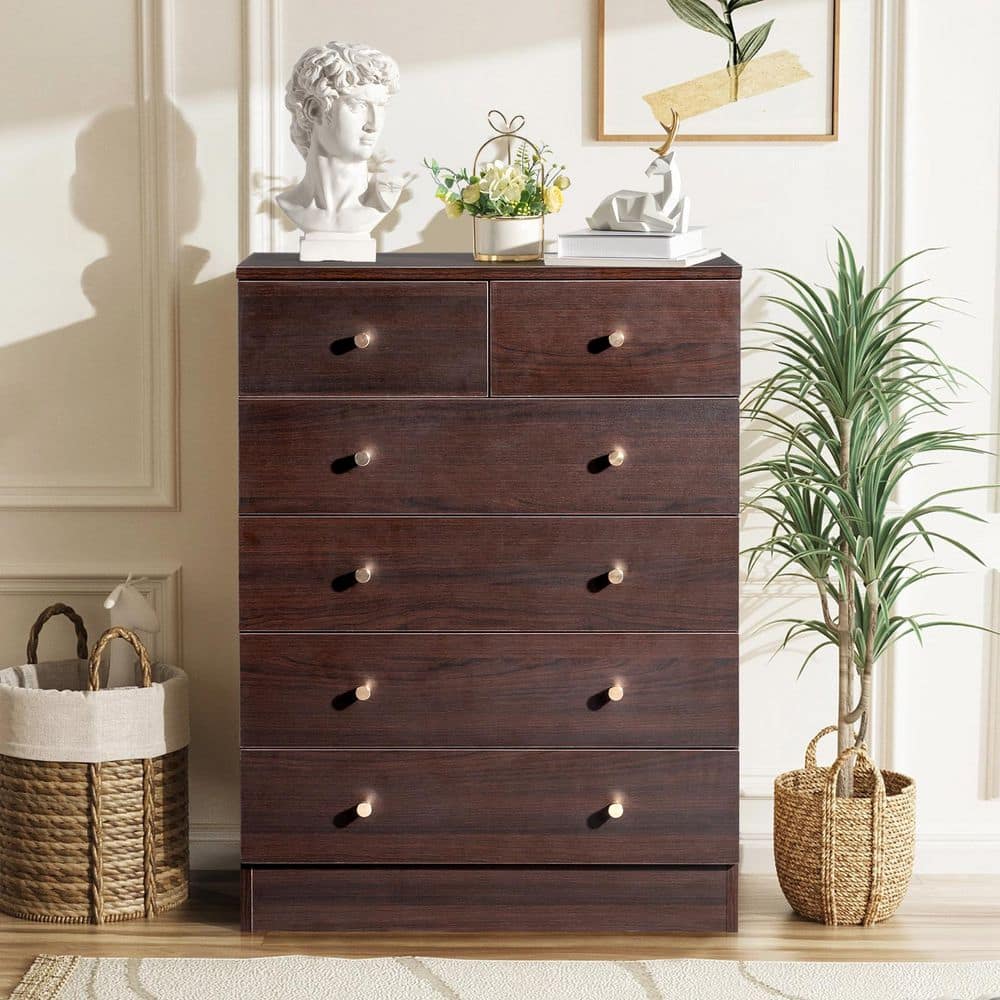 Karl home Brown 6-Drawer 25. 98 in. Wide Chest of Drawers K1G52005498 ...