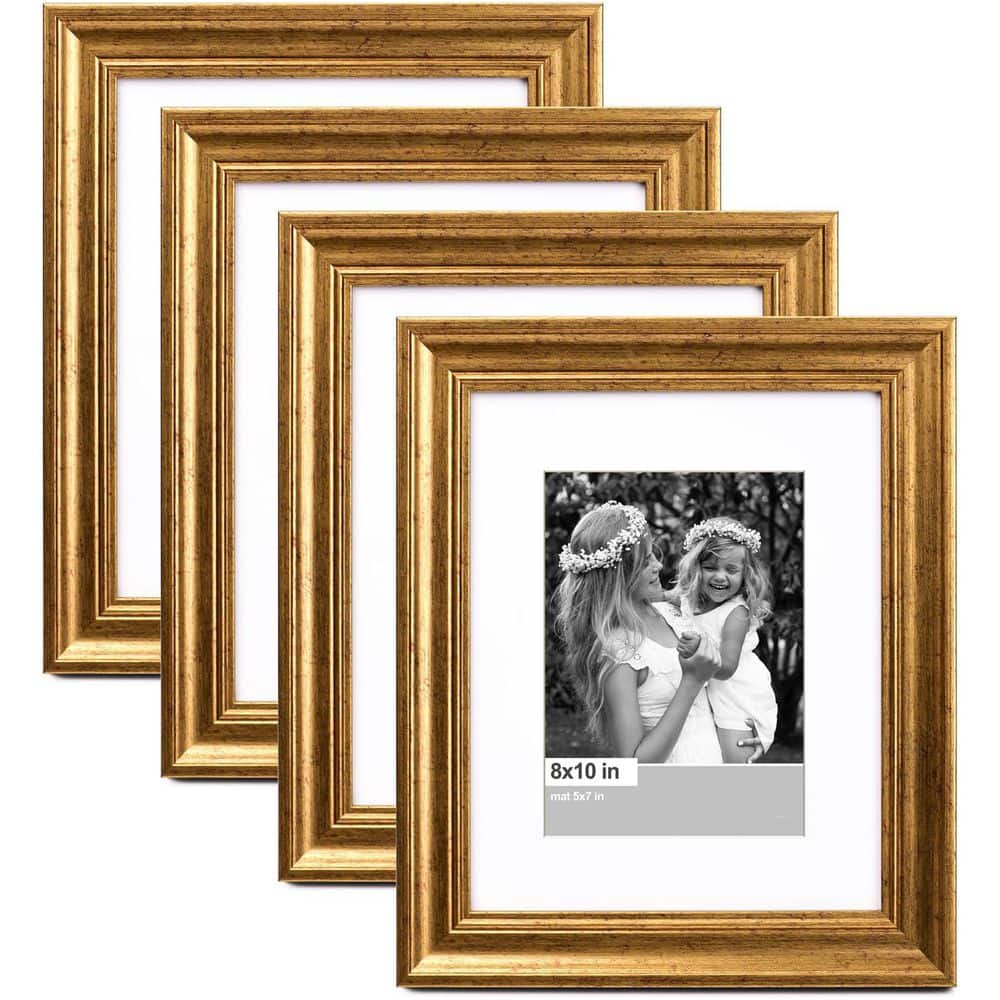 Gold Picture Frame Set for Wall or Tabletop Display Rustic Wide Molding ...