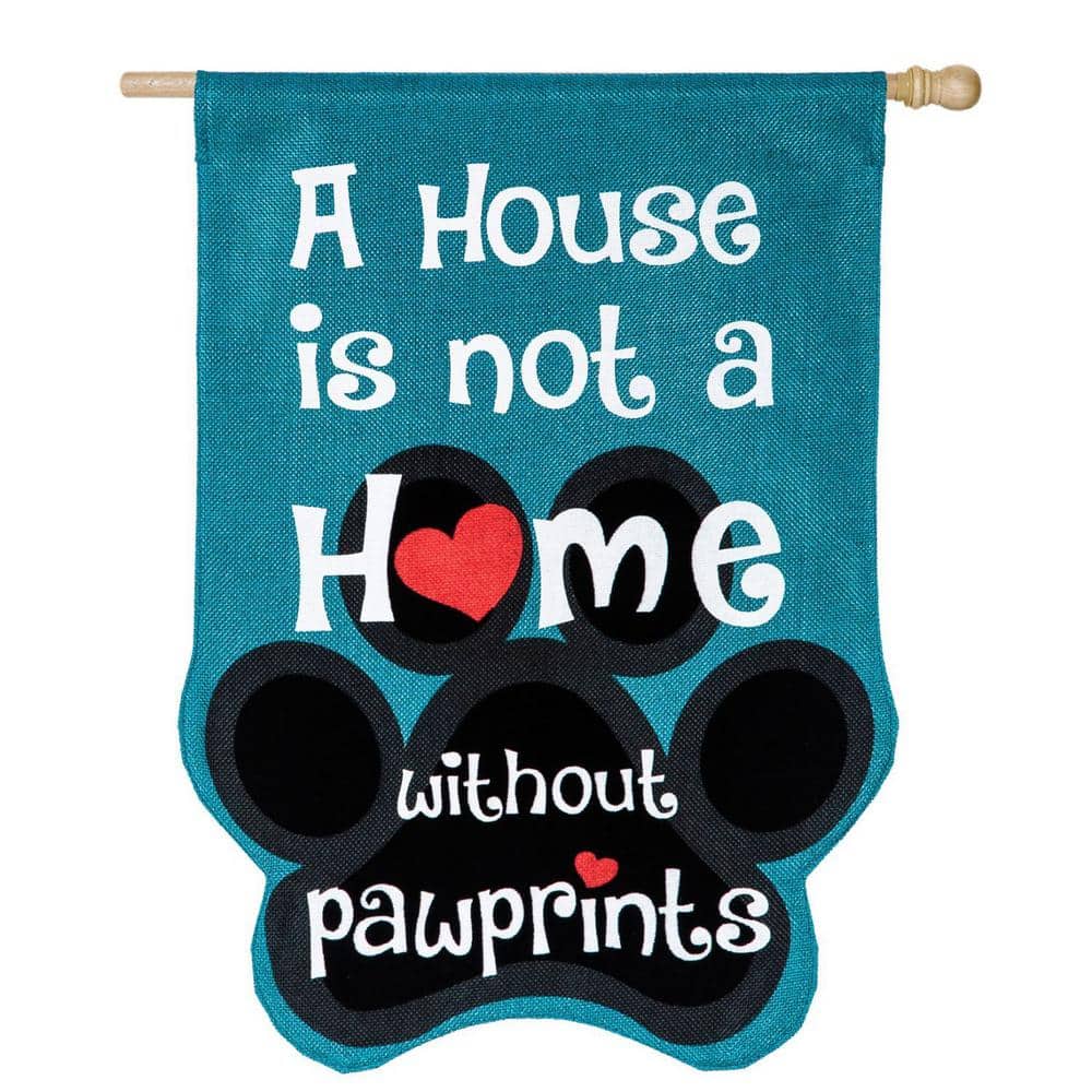 Evergreen 28 in. x 44 in. Paw Prints Burlap House Flag 13B3731BL - The ...