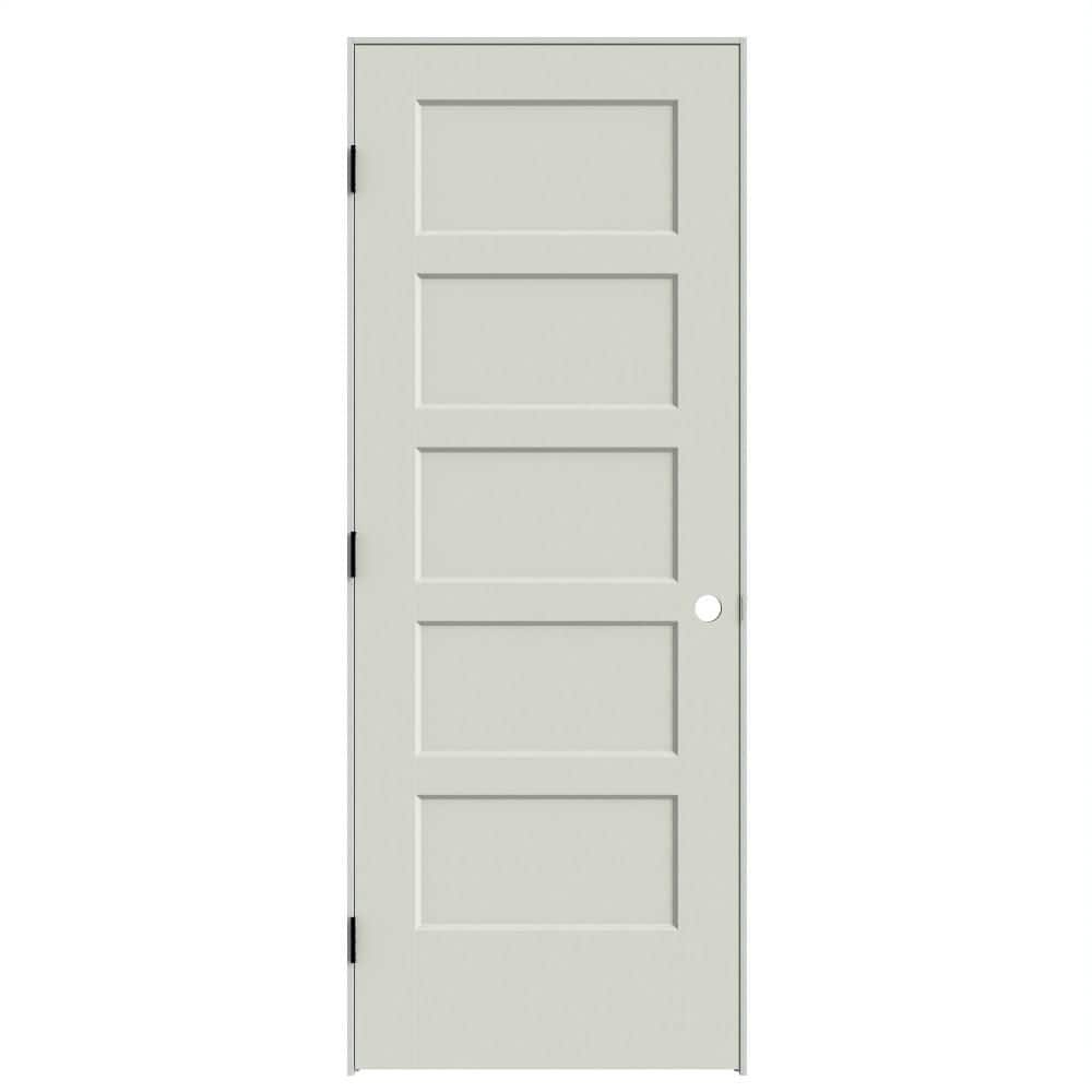 Masonite 30 in. x 80 in. 5-Panel Bayshore Right-Hand Solid Core Ivory ...