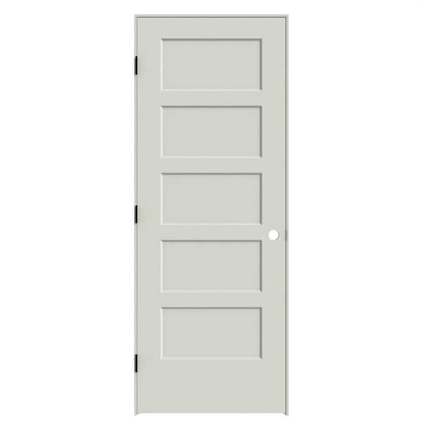 Masonite 32 in. x 80 in. 5-Panel Bayshore Right-Hand Solid Core Ivory ...