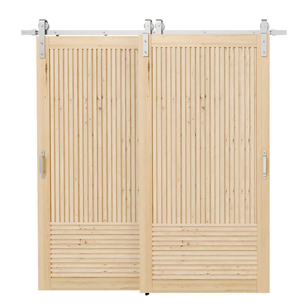 TENONER 84 in. x 84 in. Pine Wood Fluted Vertical and Horizontal Slat ...
