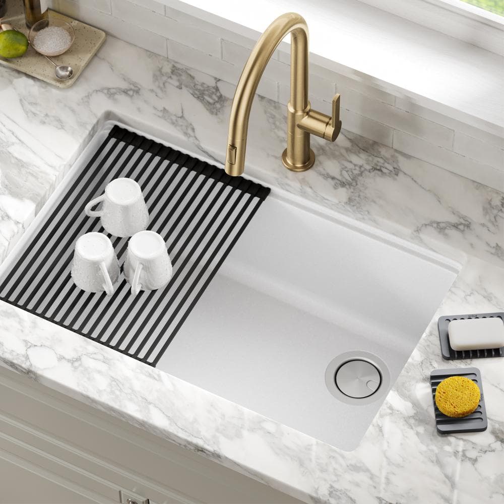 KRAUS Roll Up Dish Drying Rack with Self-Draining Silicone Dish Drying ...