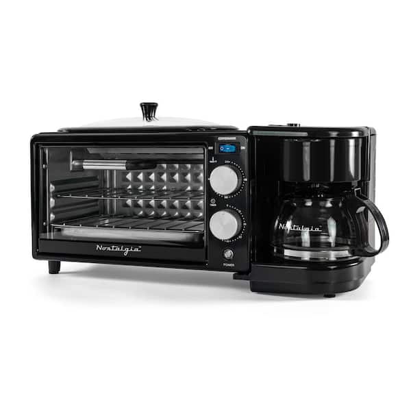 Nostalgia Retro 600 W 3-in-1 Toaster Oven Breakfast Station-Black ...