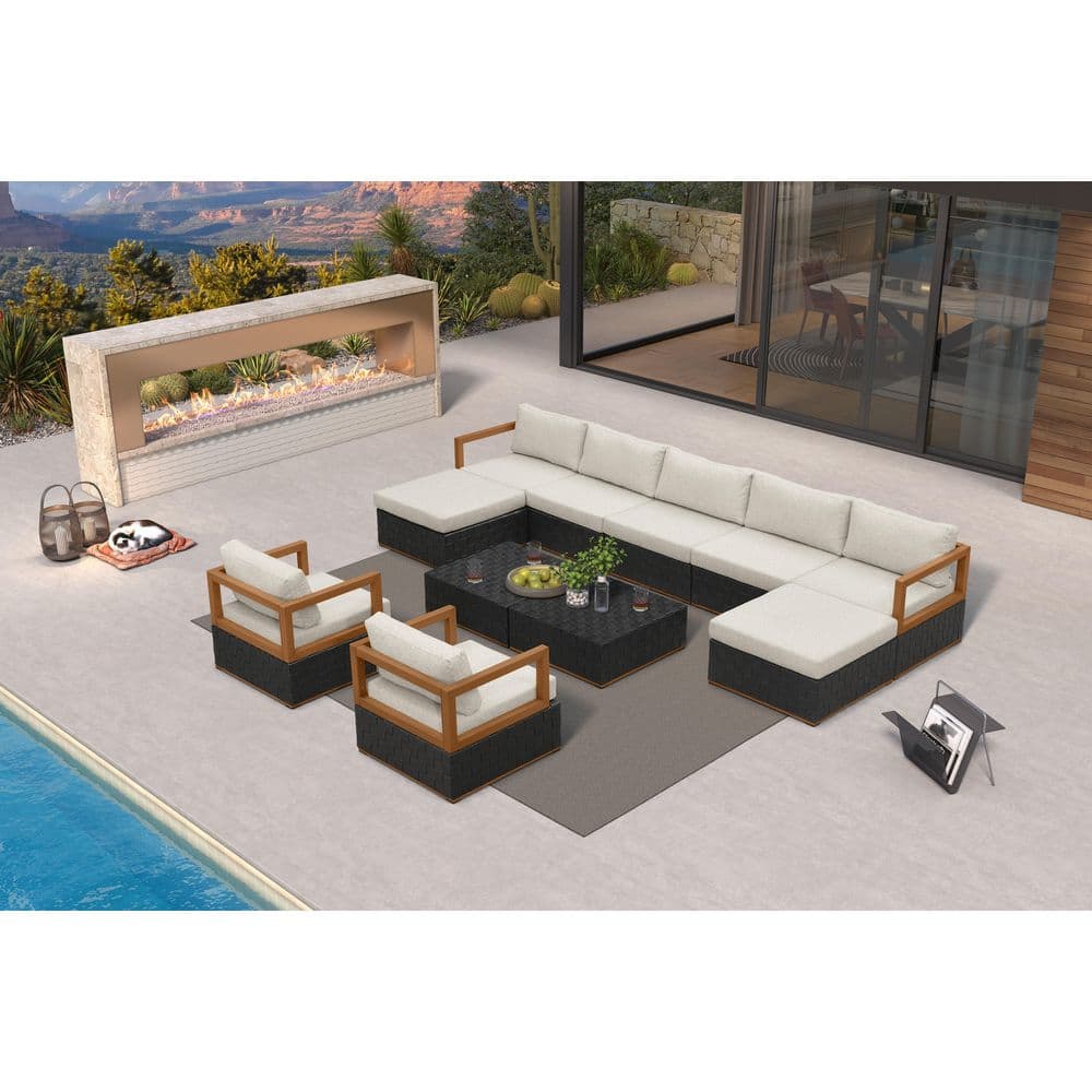 PURPLE LEAF 11-Pieces Patio Conversation Sets All Weather Outdoor Couch ...