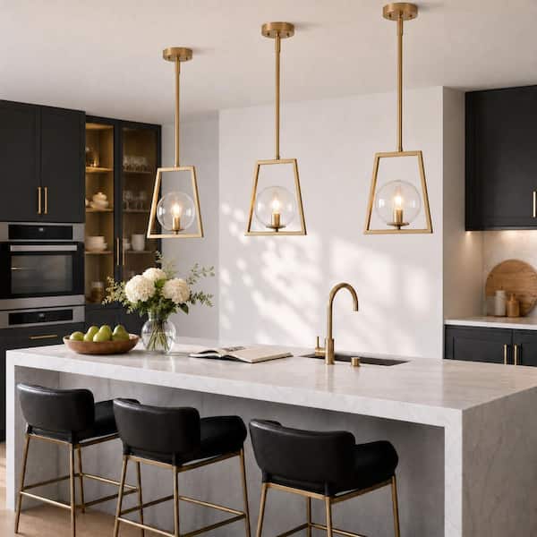 Uolfin 9 in. Mid-century Modern Gold Globe Pendant Light, 1-Light ...