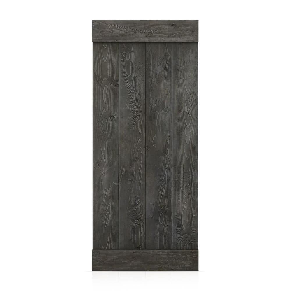 CALHOME 30 in. x 64 in. Carbon Gray Solid Pine Wood Bathroom Stall ...