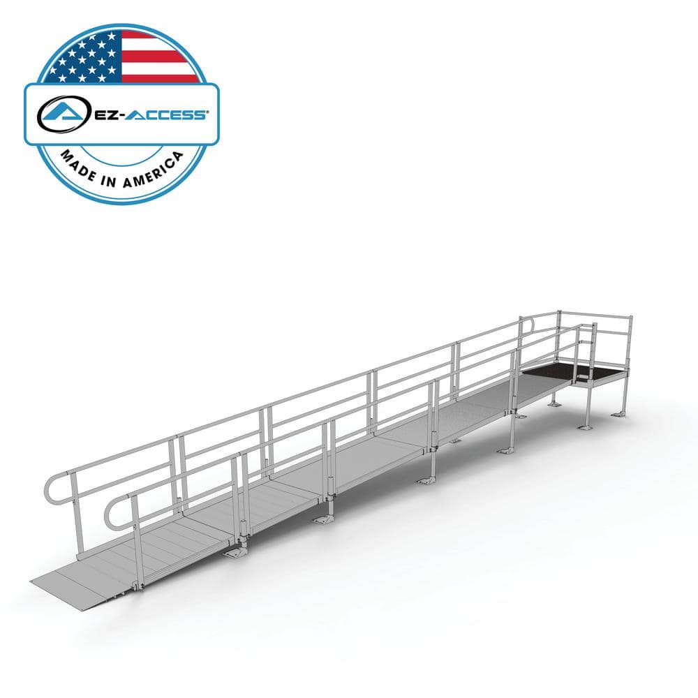 EZ-ACCESS PATHWAY 26 ft. Straight Aluminum Wheelchair Ramp Kit with ...