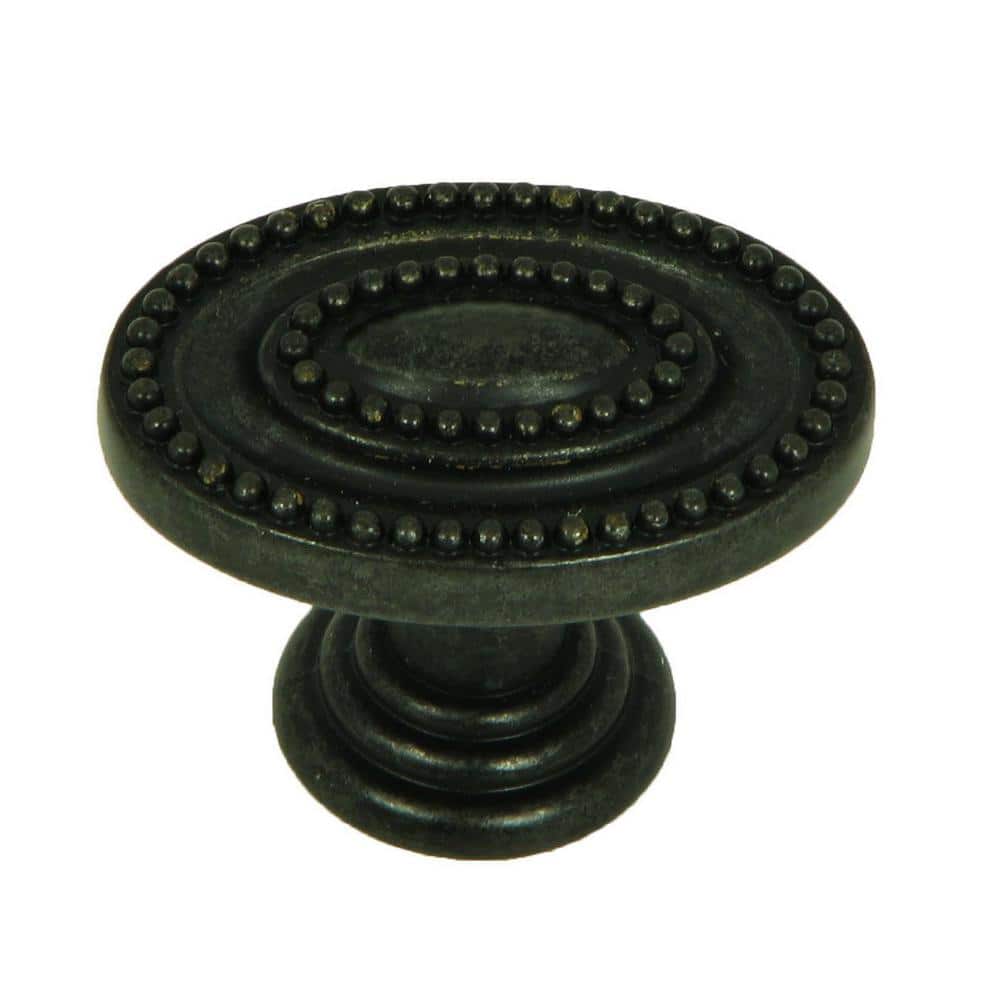 Stone Mill Hardware Ashton 1-1/2 in. Antique Black Oval Cabinet Knob ...