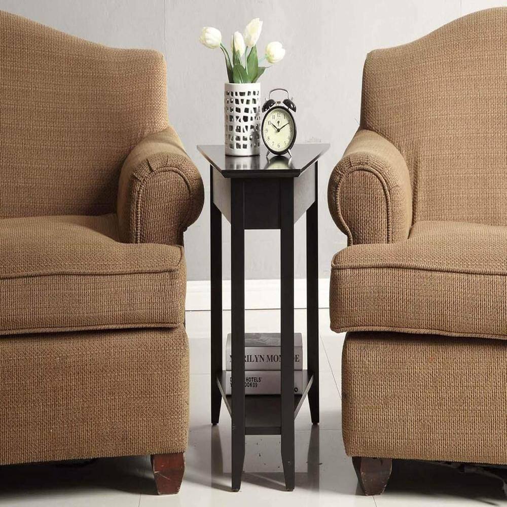 HOME IMPORTS EMPORIUM 16.5 in. Black Finish Rectangle Wood End Table R6 ...