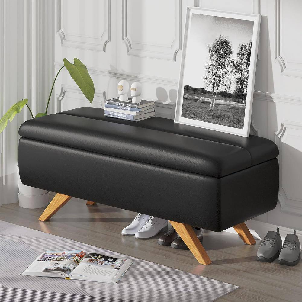 VECELO Modern Soft PU Leather Bench Ottoman Shoestool with 6.1" Deep ...