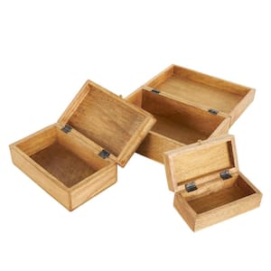 Litton Lane Rectangle Mango Wood Handmade Storage Scroll Box with Gold ...