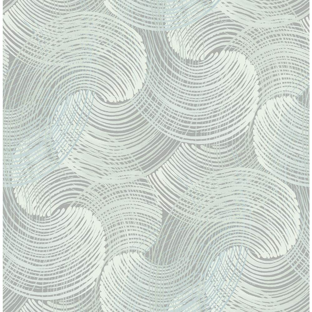 SCOTT LIVING Karson Teal Swirling Geometric Teal Wallpaper Sample 2964 ...
