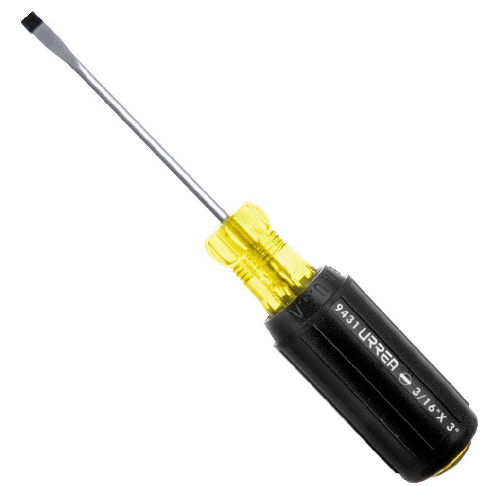 URREA 4 in. Long Round Shank Cabinet Tip Cushion Grip Screwdriver 9432 ...