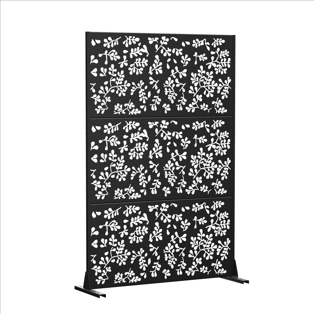Dovelina Davy 72 in. Galvanized Steel Garden Fence Outdoor Privacy ...