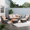 XIZZI Moonlight Brown 7-Piece Wicker Patio Conversation Seating Sofa ...