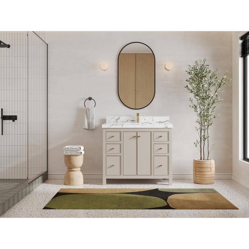 Willow Collections Chicago 42 in. Single Sink Freestanding Fine Grain ...