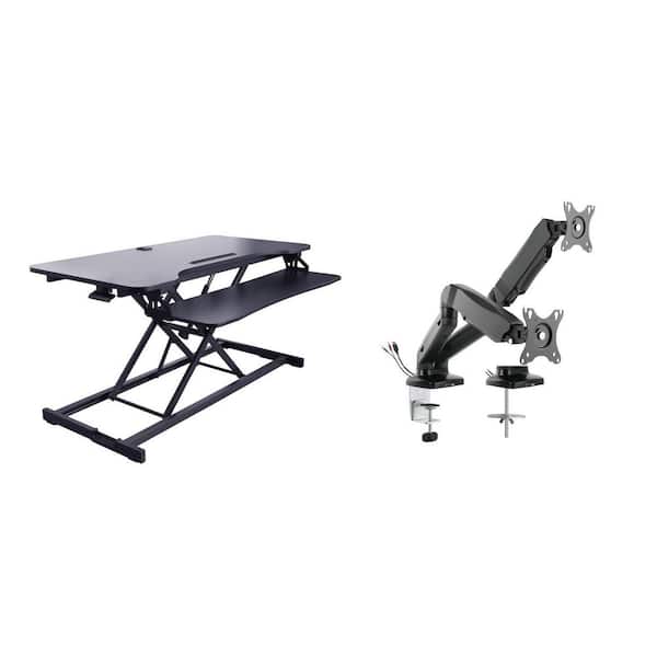 ROCELCO 43 in. W Black Height Adjustable Standing Desk Converter with ...