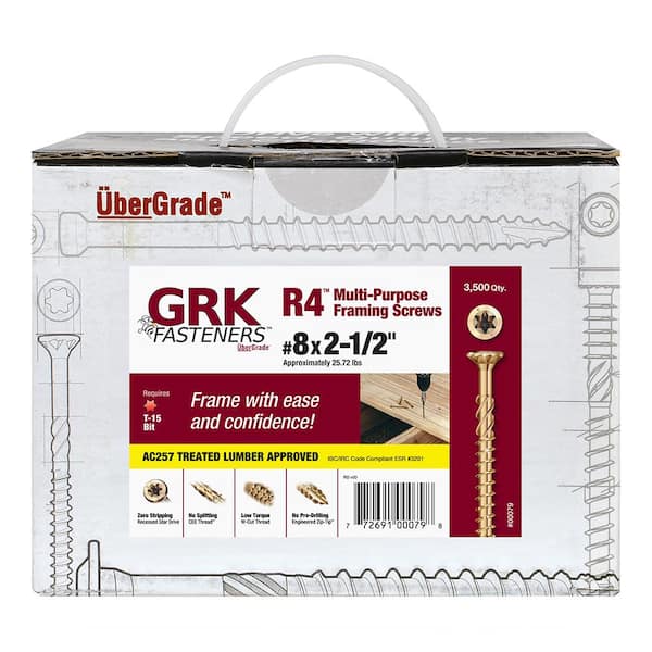 GRK Fasteners #8 x 2-1/2 in. Star Drive Bugle Head R4 Multi-Purpose ...