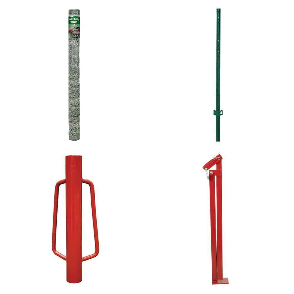 6 ft. x 150 ft. Poultry Netting, Steel U Post, Post Driver and T-Post ...