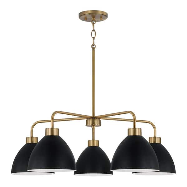 HOMEPLACE LIGHTING Ross 30 in. W x 9.50 in. H 5-Light Chandelier in ...