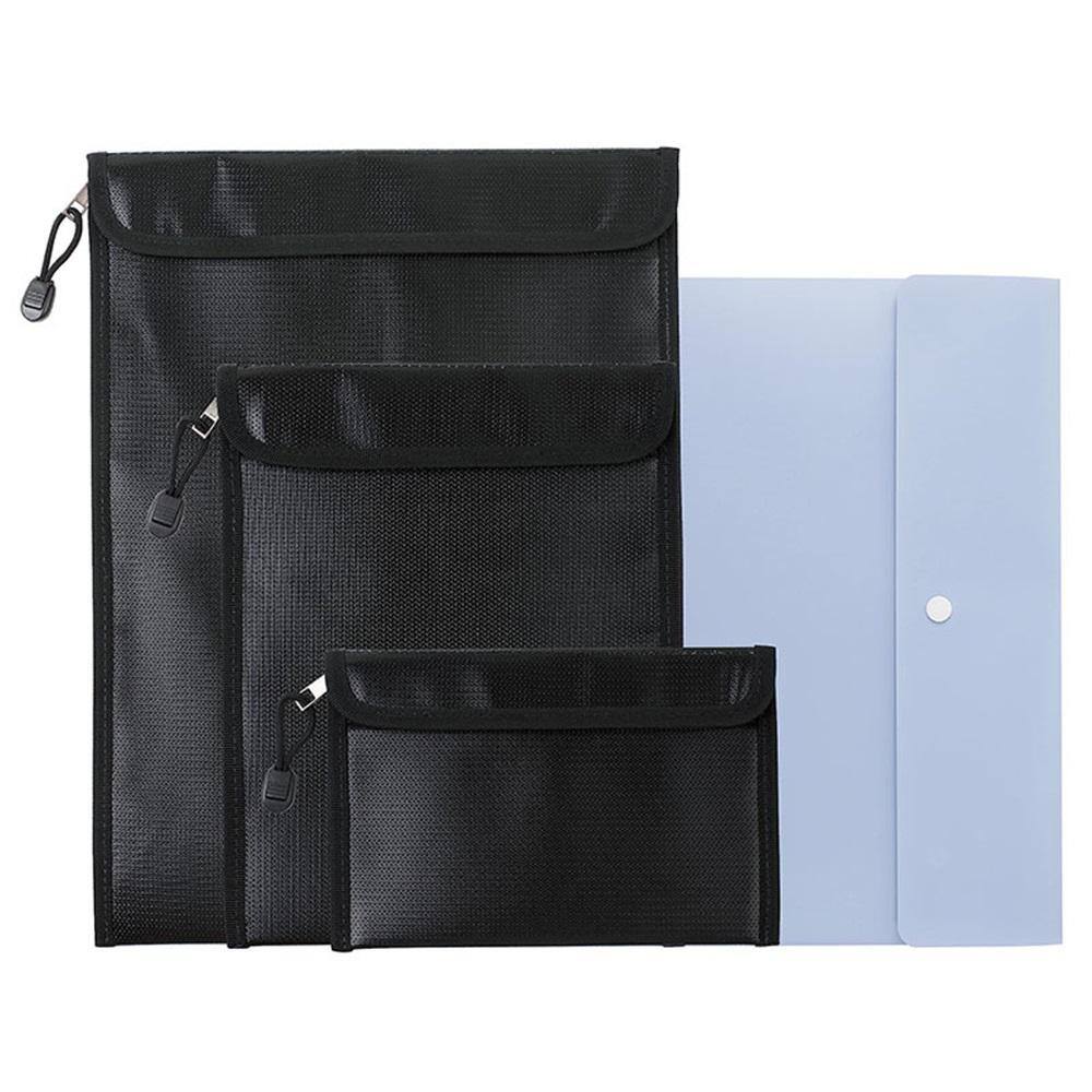 Wellco Fireproof Document Bag 3-Piece Black Set FDBBS3P - The Home Depot