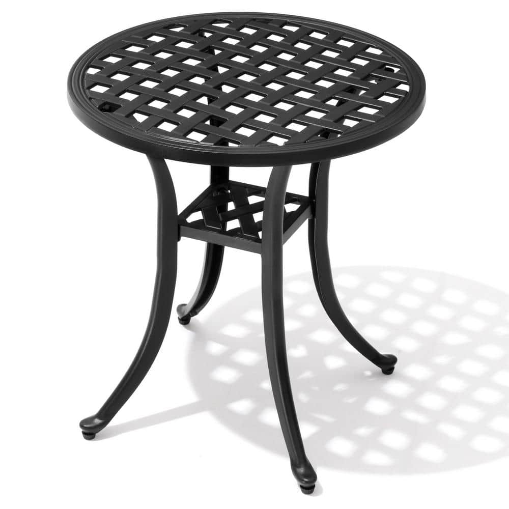 Crestlive Products 19.1 in. Round Aluminum Outdoor Side Table in Black ...