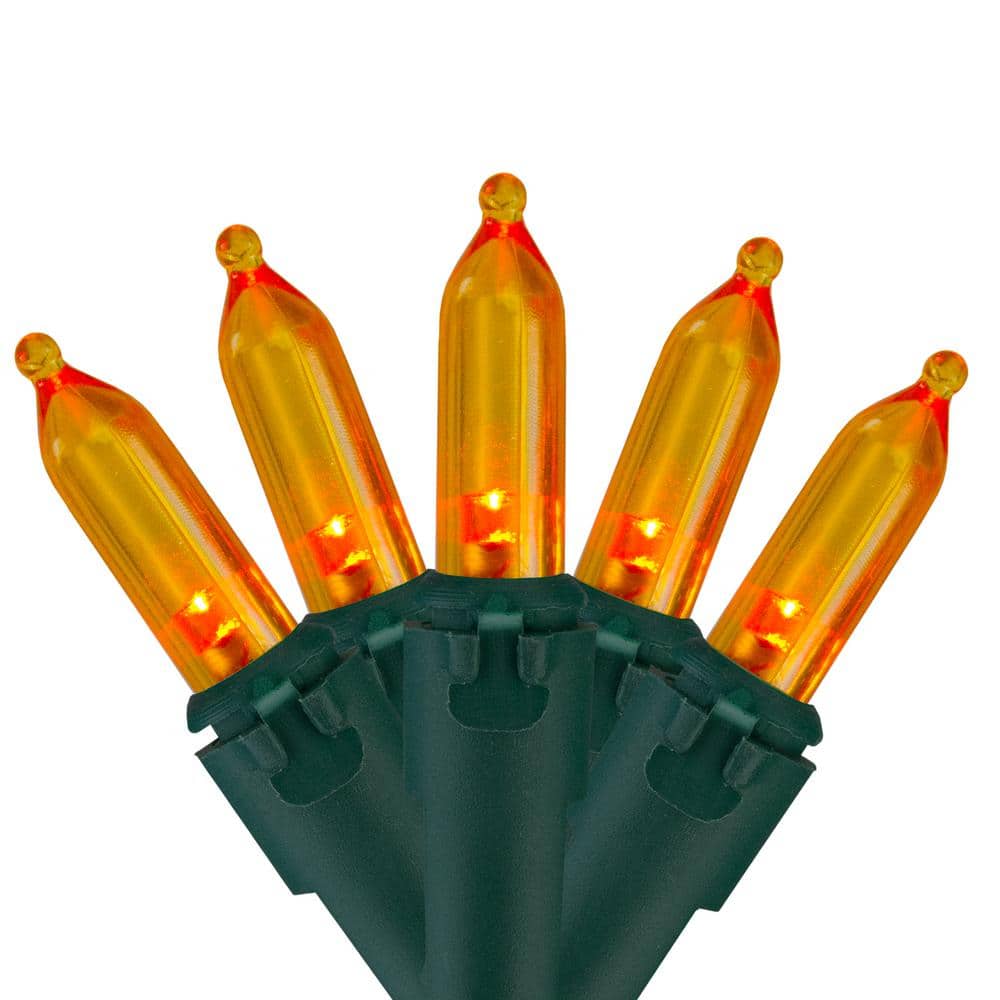 Northlight Set of 50 Orange LED Mini Christmas Lights with Green Wire ...