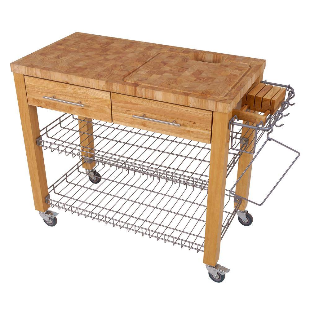Chris and Chris Chef Series Natural Kitchen Cart with Basket JET7751 ...