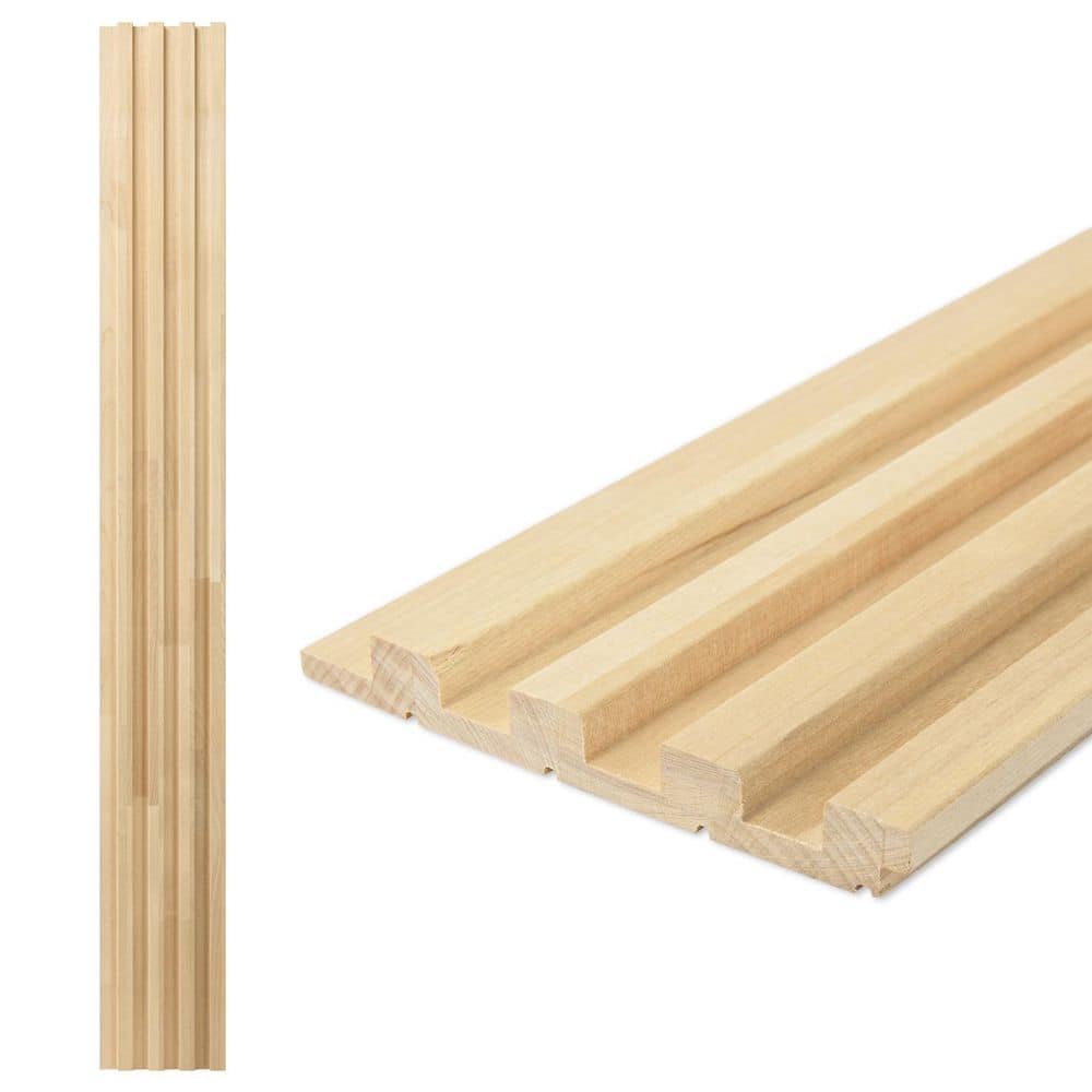 Art3dwallpanels 2/3 in. x 96 in. x 5.7 in. Slat Yellow Unfinished Solid ...