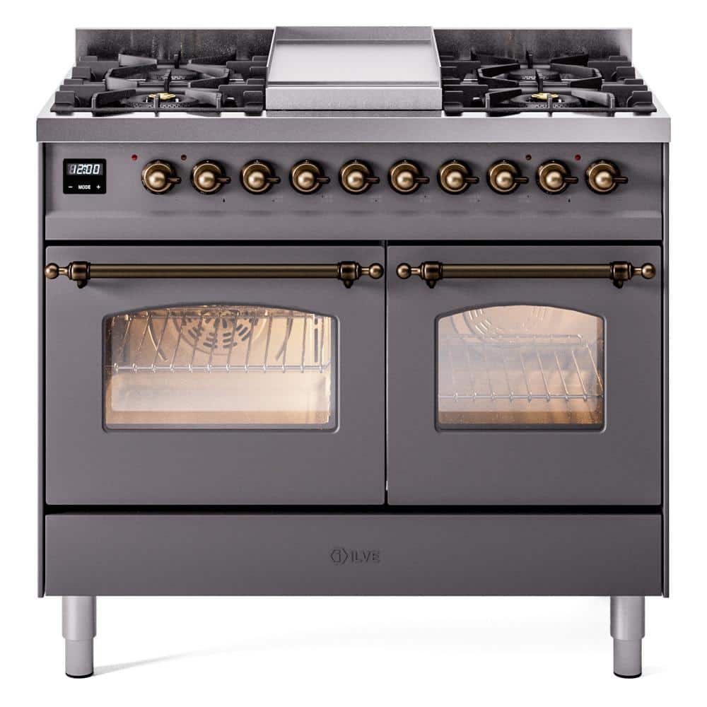 ILVE Nostalgie II 40 in. 6 Burner Dual Fuel Liquid Propane Range in ...