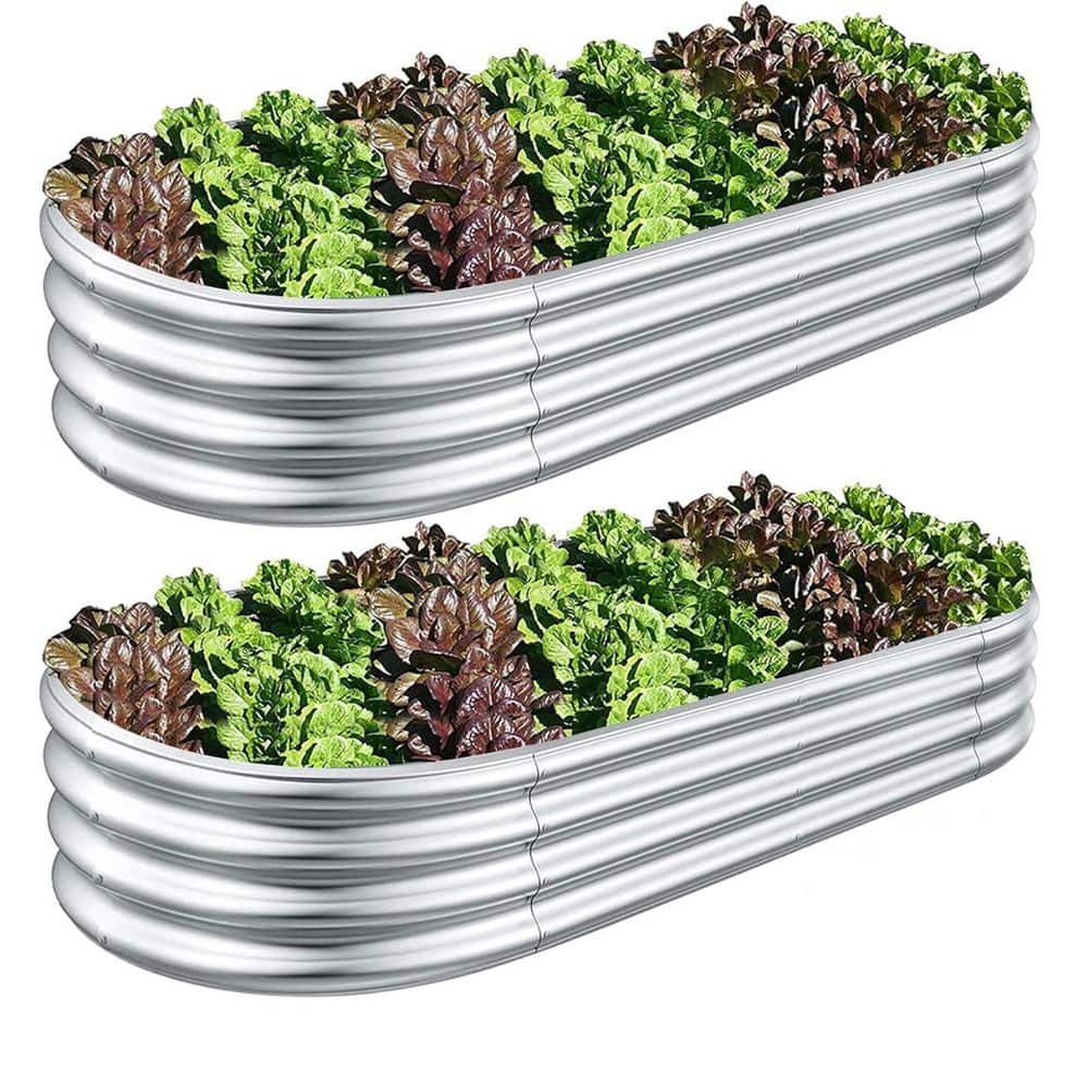 Primehome 2-Pack 6x3x1 ft. Raised Planter Box-Outdoor Galvanized Steel ...