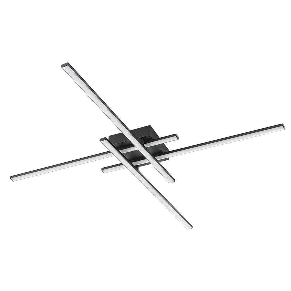 Eglo Lapiz 30 in. W x 2.30 in. H 4-Light Black LED Semi-Flush Mount ...