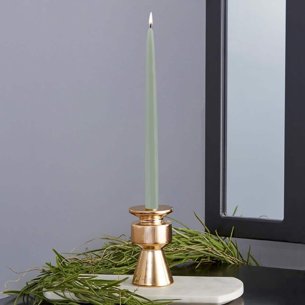 ROOT CANDLES 12 in. Dipped Taper Sage Green Unscented Dinner Candle ...