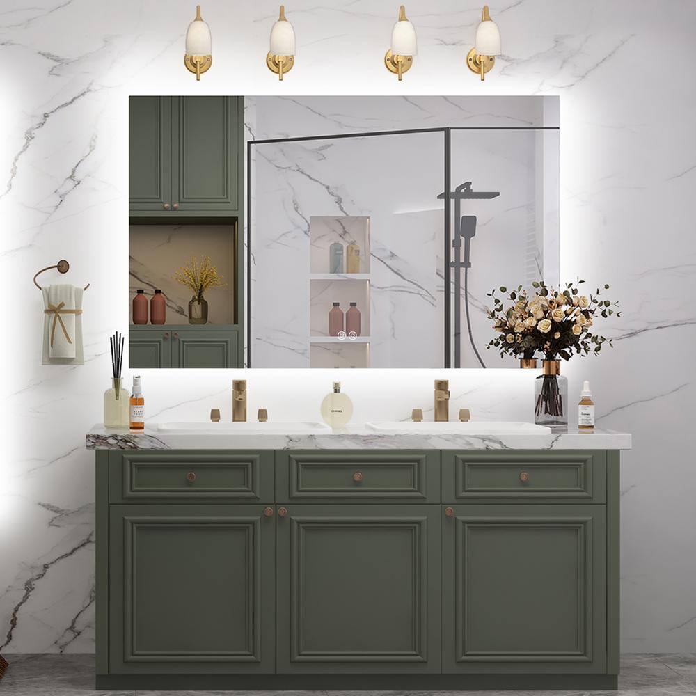 KIOTEE 55 in. W x 36 in. H Rectangular Frameless Super Bright Backlited ...