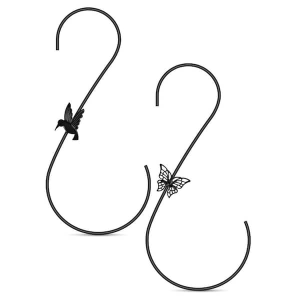 Misopily 10 in. Black Plant Hanger S Hooks Indoor Outdoor Steel with ...