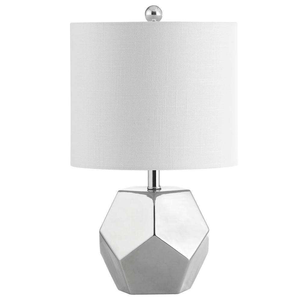 SAFAVIEH Hanton 17.5 in. Silver Plated Table Lamp with Off-White Shade ...