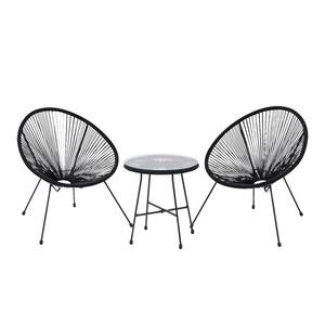 Acapulco Gray 3-Piece PE Wicker Patio Conversation Set 2 Chairs and 1 ...