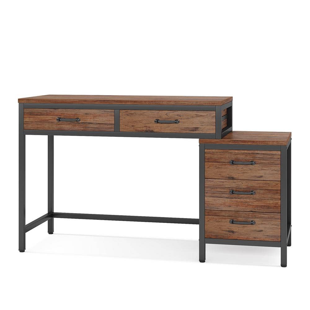 TRIBESIGNS WAY TO ORIGIN Ellie 5-Drawer Rustic Brown Makeup Vanity Desk ...