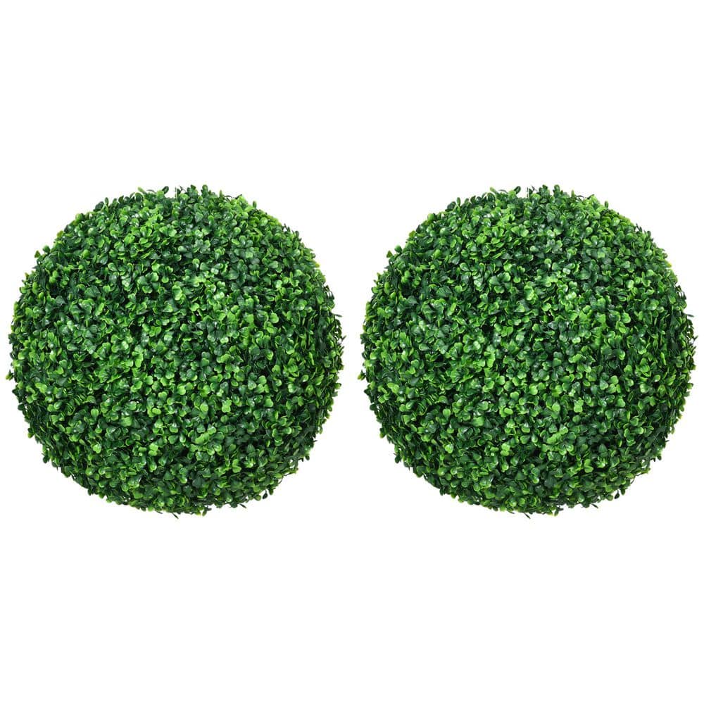 1.3 ft. Set of 2 Artificial Boxwood Topiary Balls Tree-15.75 in. Faux ...