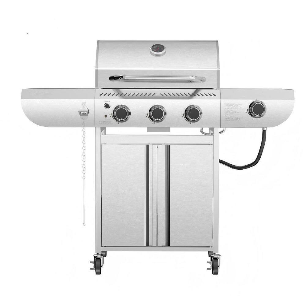 R.W.FLAME 3-Burner Portable Stainless Steel Silver Propane Grill with ...