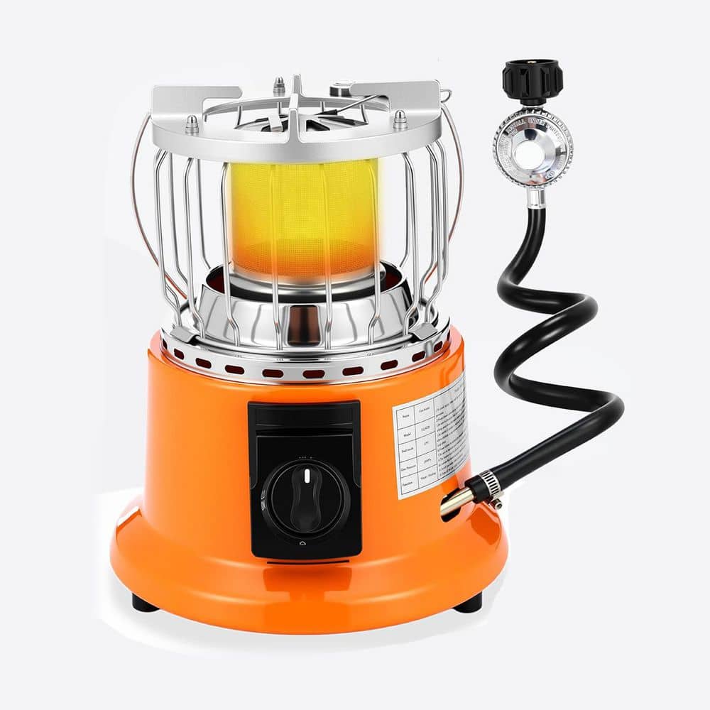 SenQWFa 6000 BTU Portable 2-in-1 Propane Heater and Stove Orange Metal ...