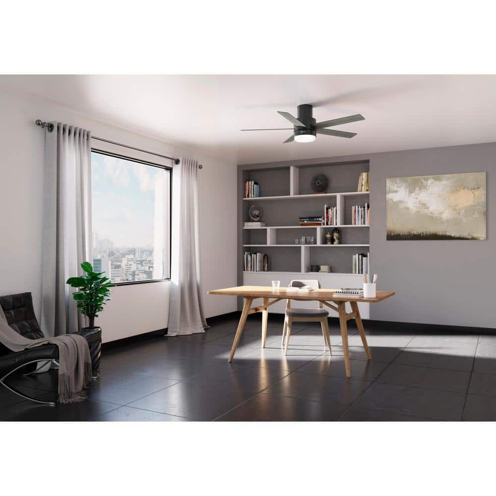 Hunter Irvine 52 in. Indoor Matte Black Ceiling Fan with Remote and ...