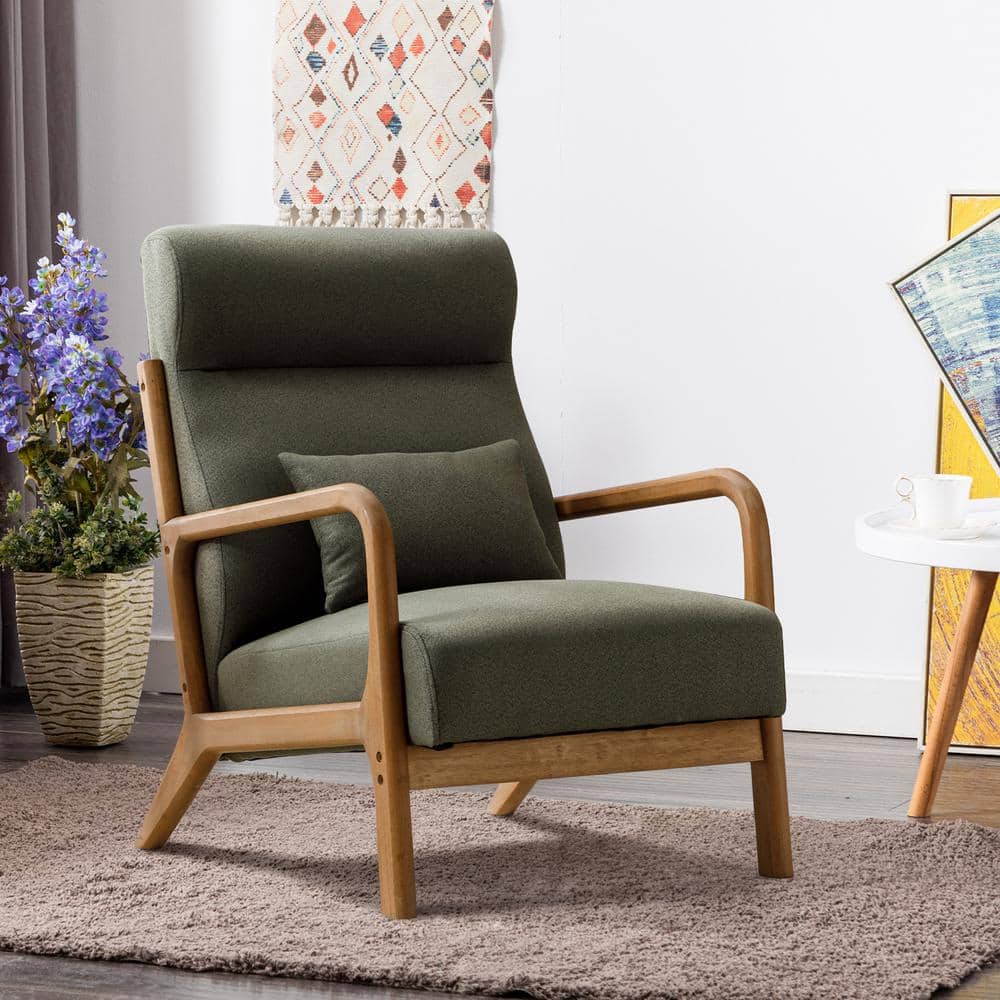 Bestier Green Mid-Century Modern Upholstered Fabric Accent Arm Chair ...