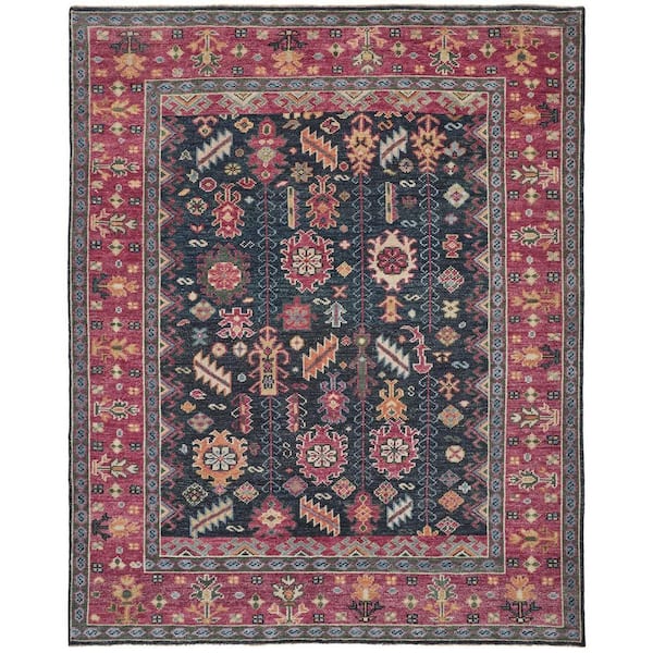 HomeRoots 9 ft. x 12 ft. Pink and Blue Floral Area Rug 2000511646 - The ...